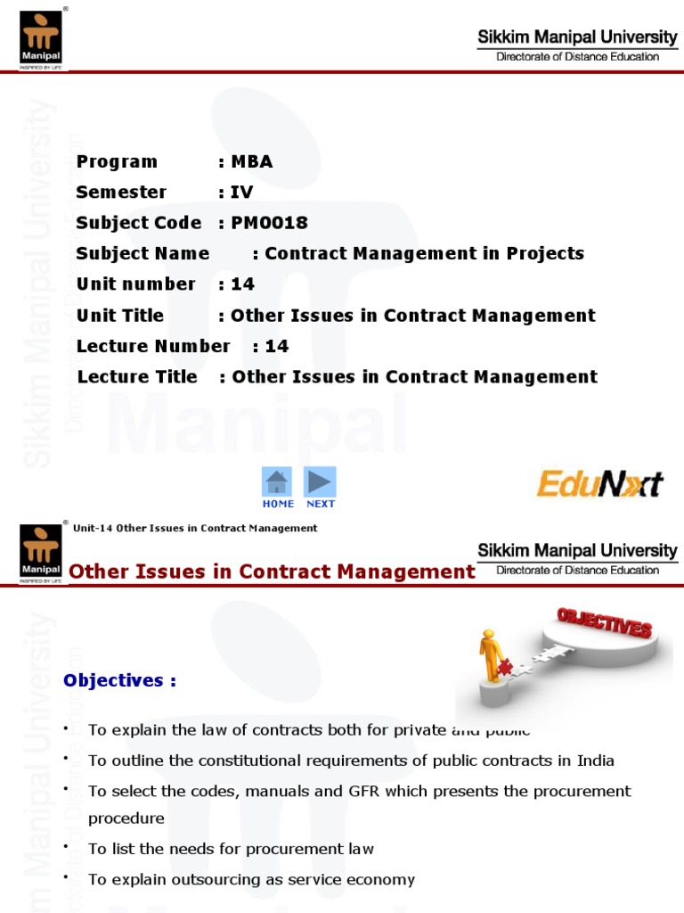 CMP - Unit 14 - Other Issues in Contract Management - PPT - Final | PDF ...