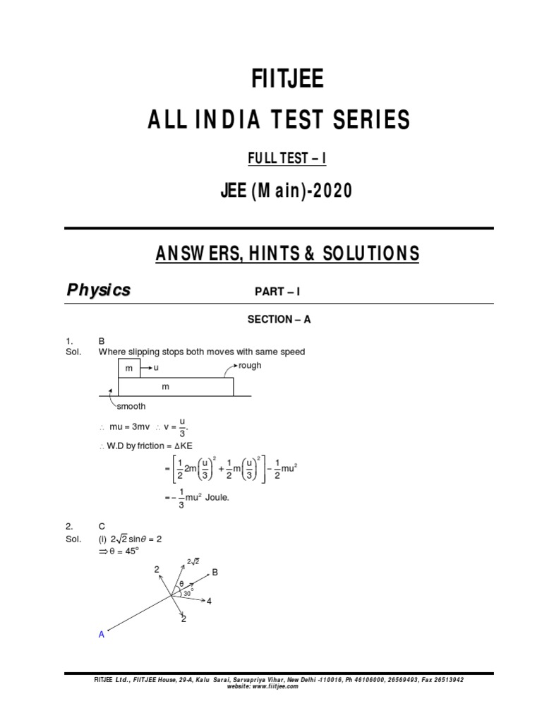 Fiitjee All India Test Series: JEE (Main) - 2020 | PDF | Molecules ...