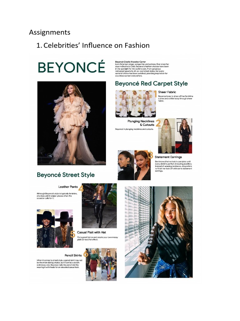 Assignments 1. Celebrities' Influence On Fashion | PDF | Lifestyle