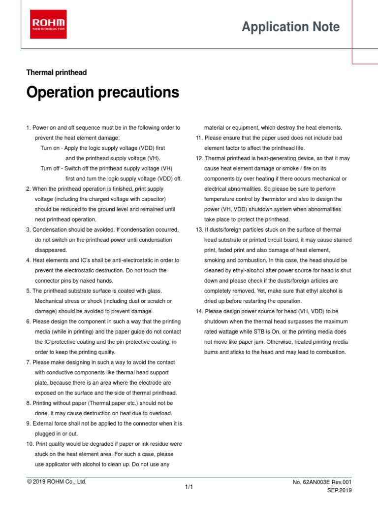 Operation Precautions: Application Note | PDF | Reliability Engineering ...