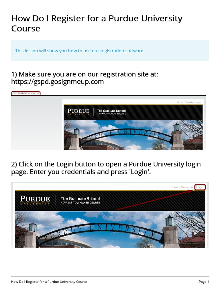 Purdue Course Registration Guide | PDF | Login | Computing