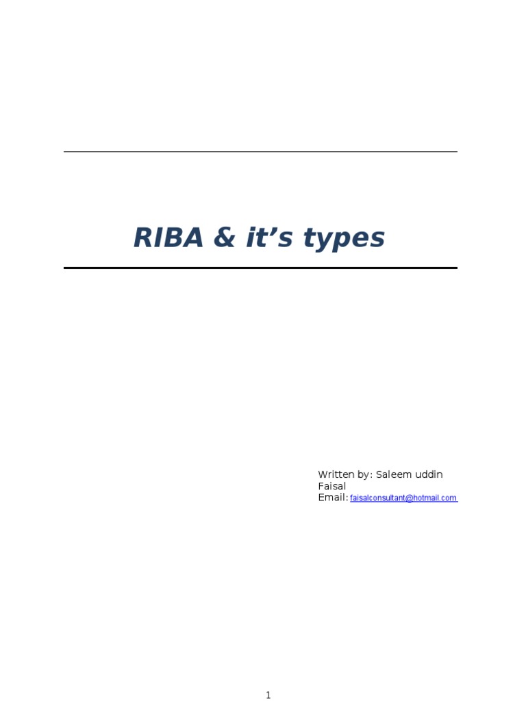 RIBA and It's Types | PDF | Usury | Interest