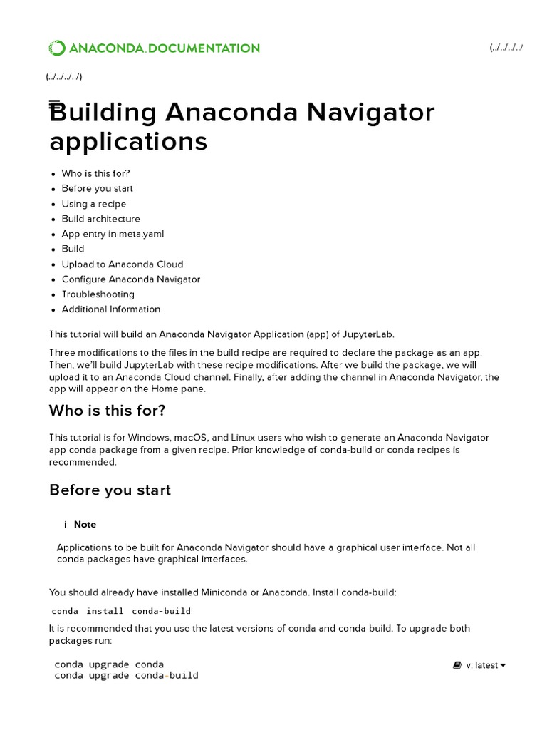 Building Anaconda Navigator Applications Anaconda Documentation Download Free Pdf Mac Os