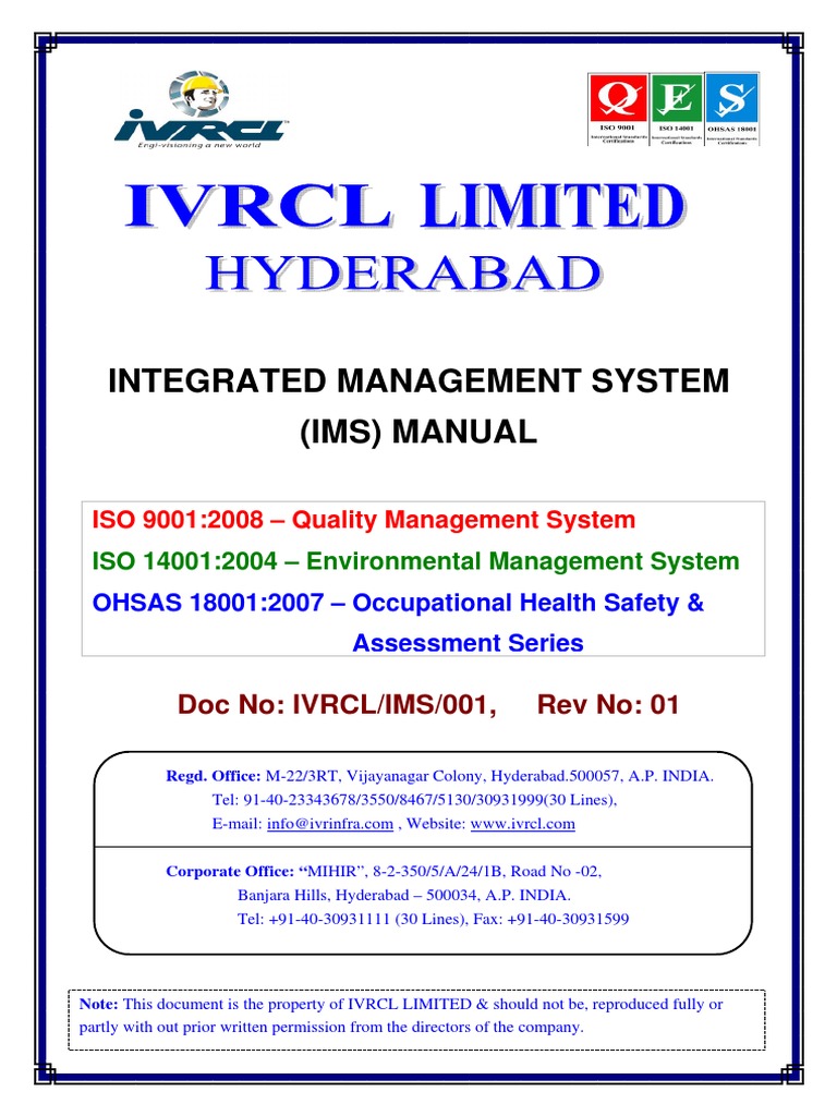 Level - 01 IMS Manual | PDF | Quality Management System | Iso 9000