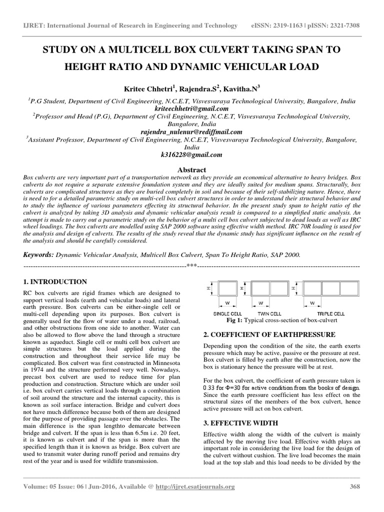 Dynamic Analysis of Multi-Cell Box Culverts | PDF | Bending | Precast ...