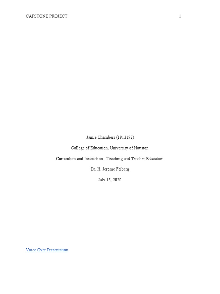 Capstone Project | PDF | Teachers | Classroom Management