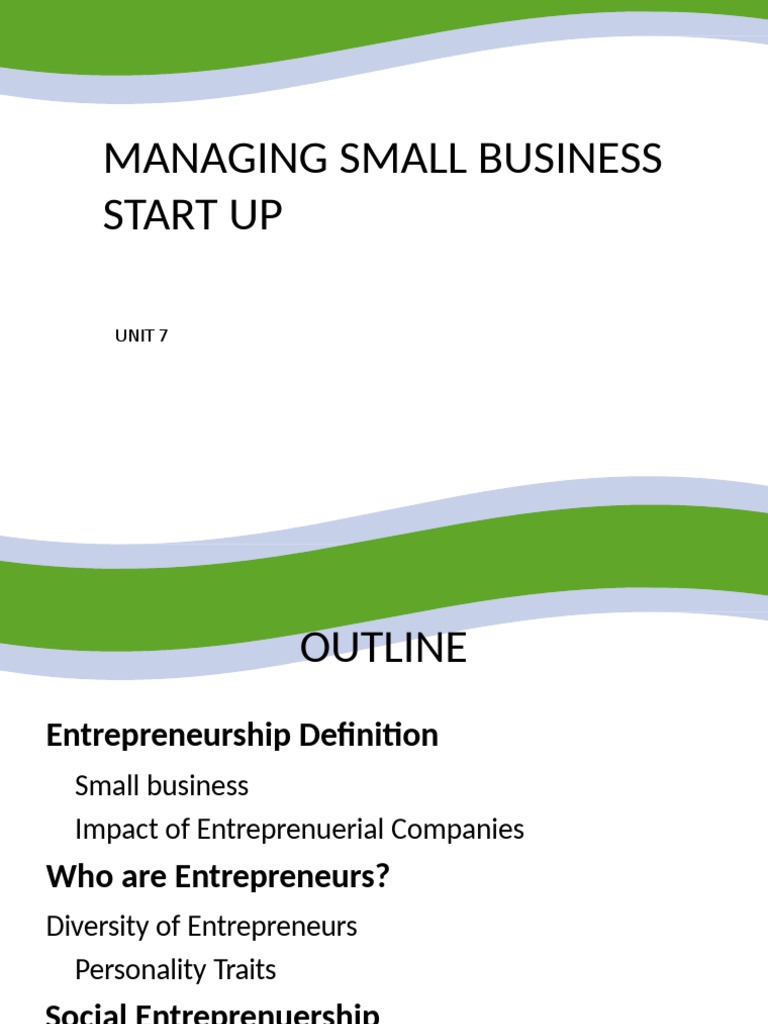 Managing Small Business Start Up: Unit 7 | PDF | Entrepreneurship ...