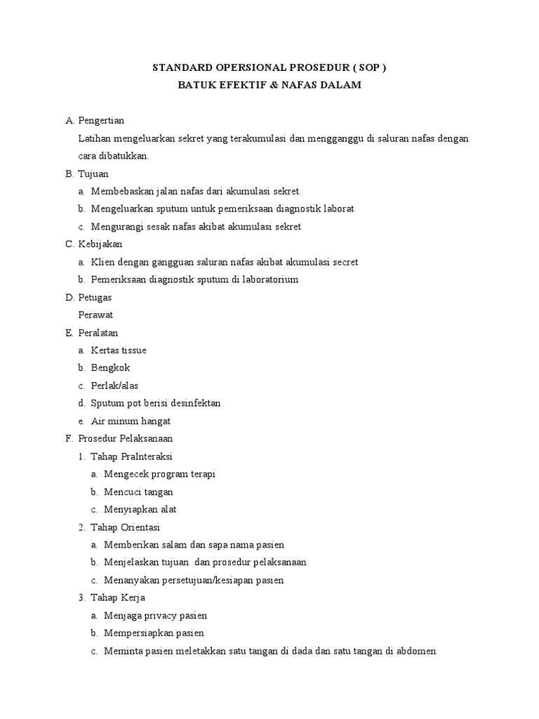 Sop Batuk Efektif Dan Nafas Dalam | PDF