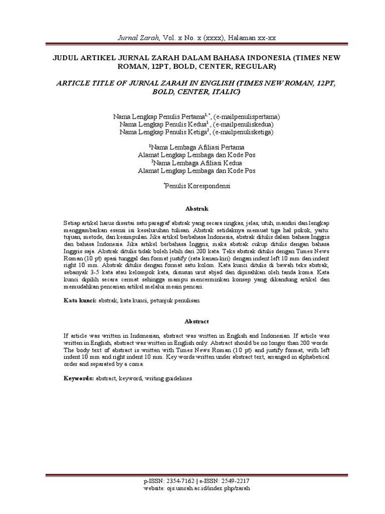 Template Jurnal Zarah | PDF