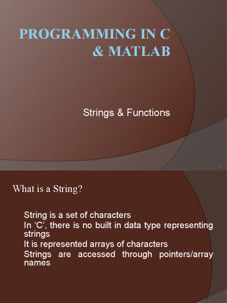 Programming In C And Matlab Strings And Functions Pdf Parameter Computer Programming Subroutine 