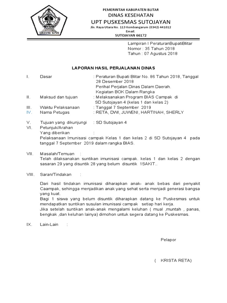 Contoh LHK | PDF