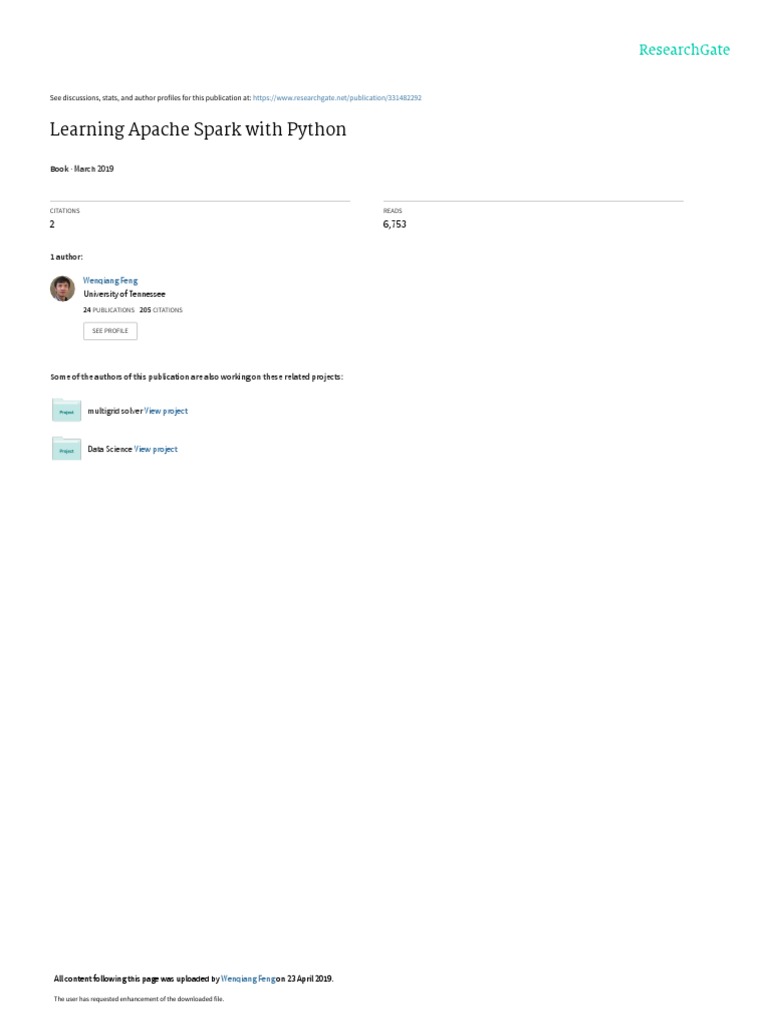 Pyspark PDF | PDF | Apache Spark | Information Technology Management