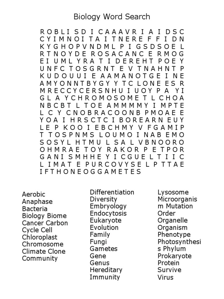 Biology Word Search | PDF