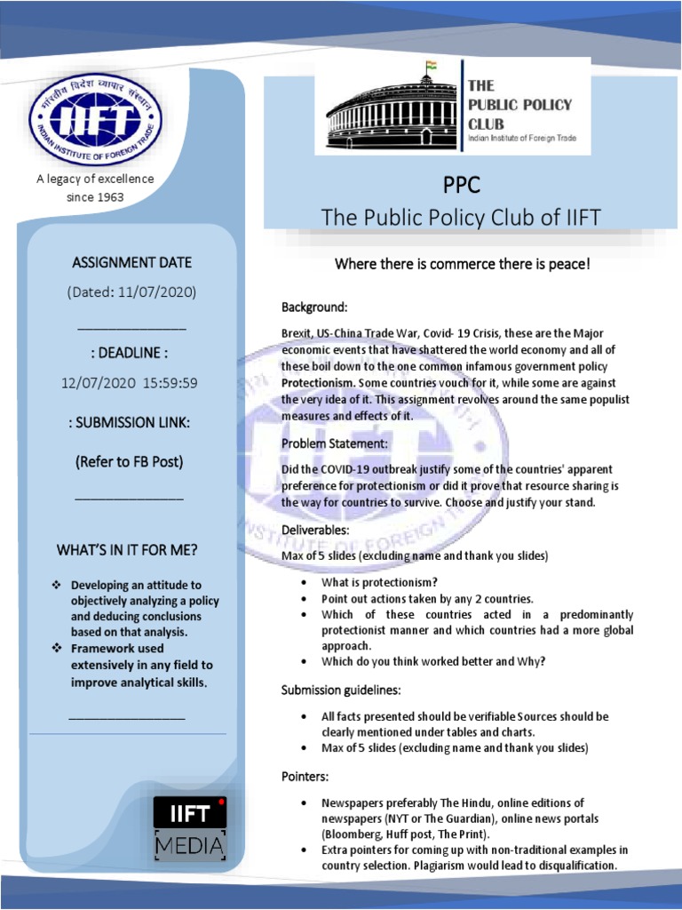 PPC The Public Policy Club of IIFT | PDF | Protectionism | Policy