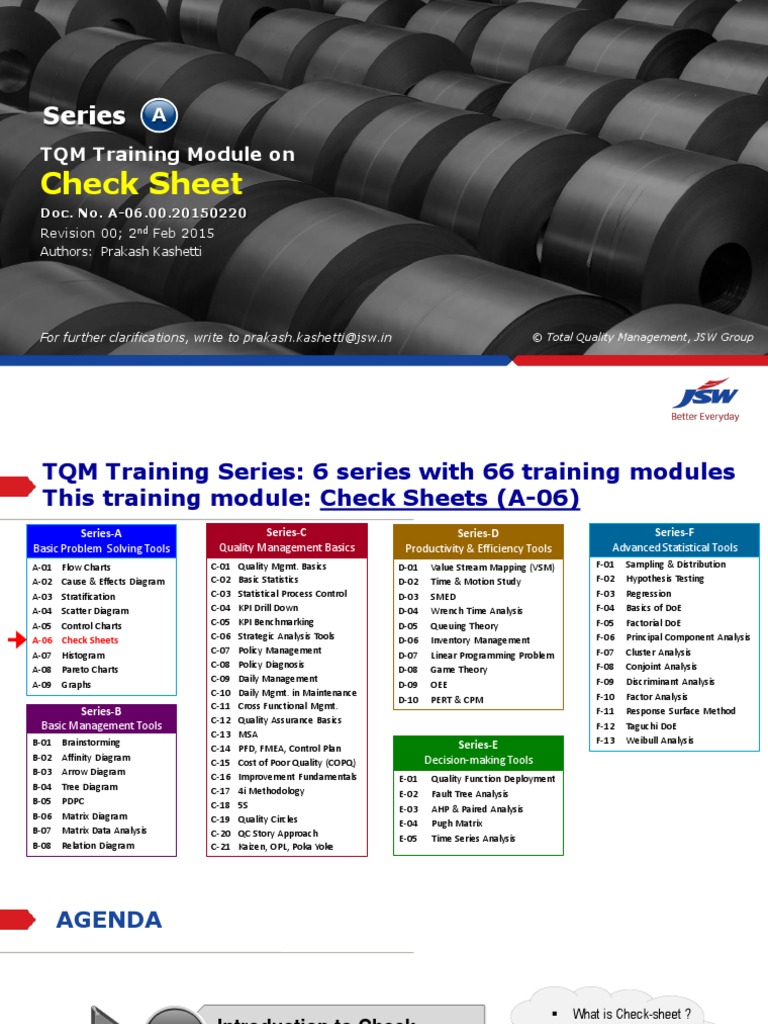TQM - TRG - A-06 - Check Sheet - Rev02 - 20180603 PDF | PDF | Data ...
