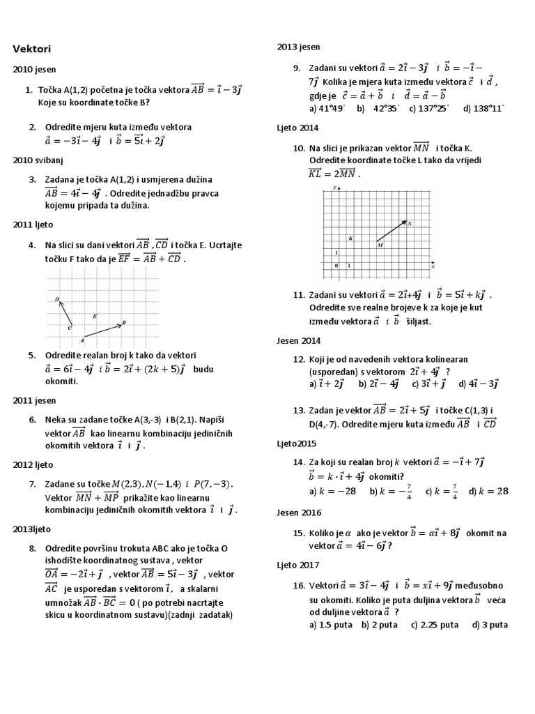 Vektori (Riješeni Zadaci) | PDF