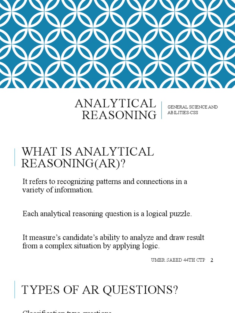 Analytical Reasoning: General Science and Abilities-Css | PDF | Reason ...