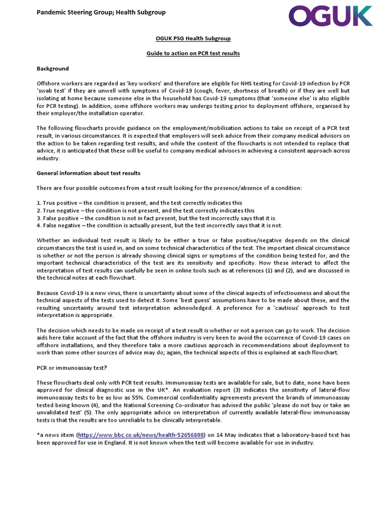 Guide To Action On PCR Test Results Flowcharts | PDF | Sensitivity And ...