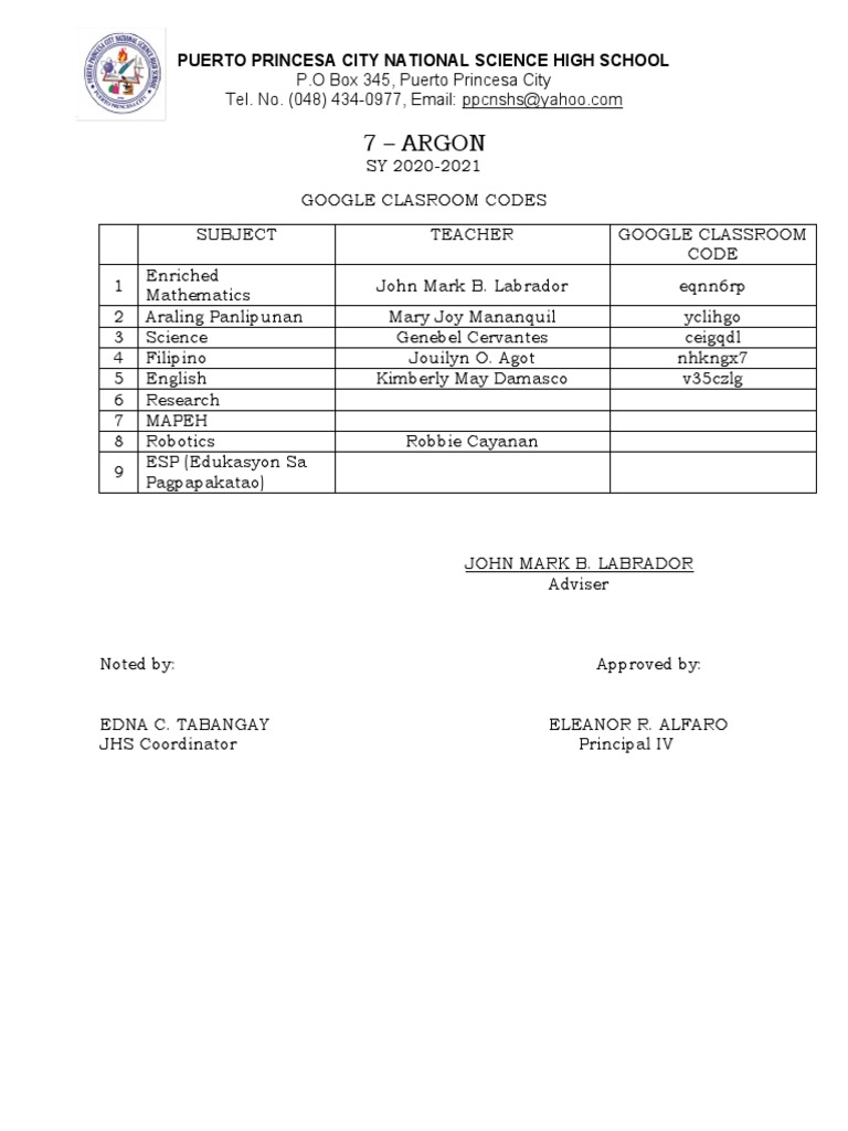 Google Classroom Codes Pdf Google