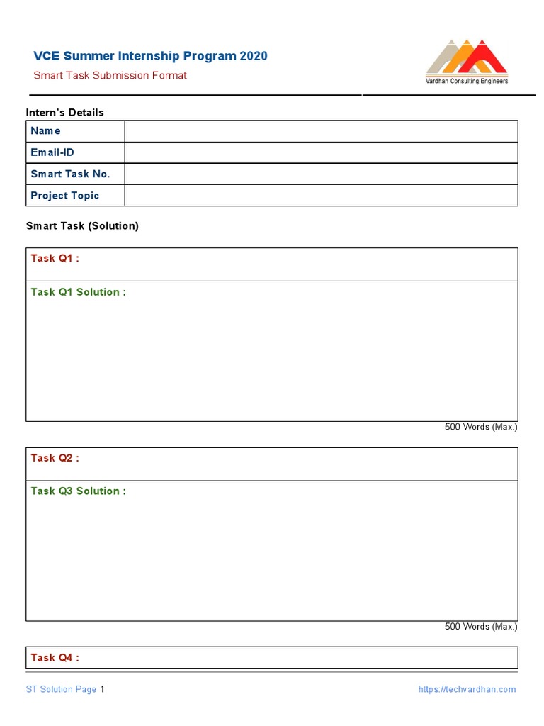 Smart Task Submission Format | PDF