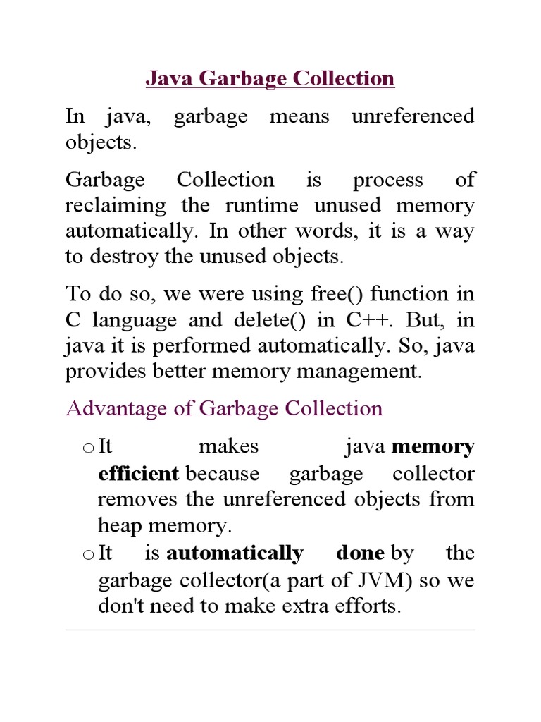 Java Garbage Collection | PDF Java Garbage Collection | PDF