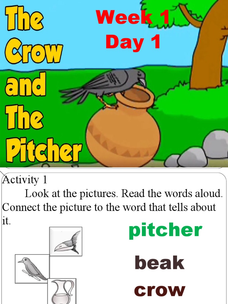 The Thirsty Crow and the Pitcher | PDF | Sentence (Linguistics ...