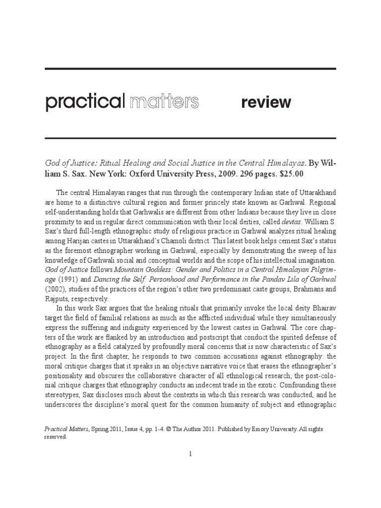 Review of William Sax God of Justice Rit PDF | PDF | Ethnography | Rituals