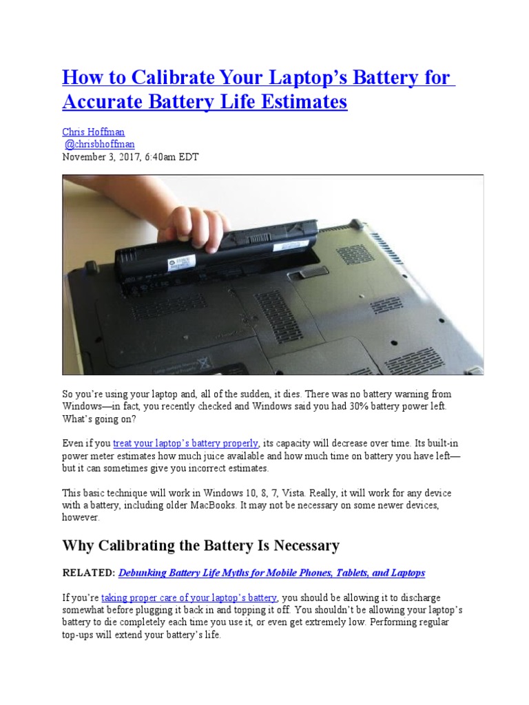 Calibrate Laptop Battery for Accuracy | PDF | Laptop | Calibration