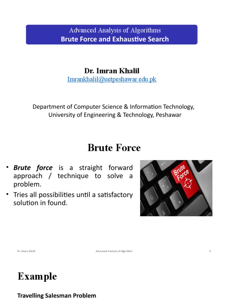 Brute Force & Exhaustive Search Analysis | PDF | Time Complexity ...