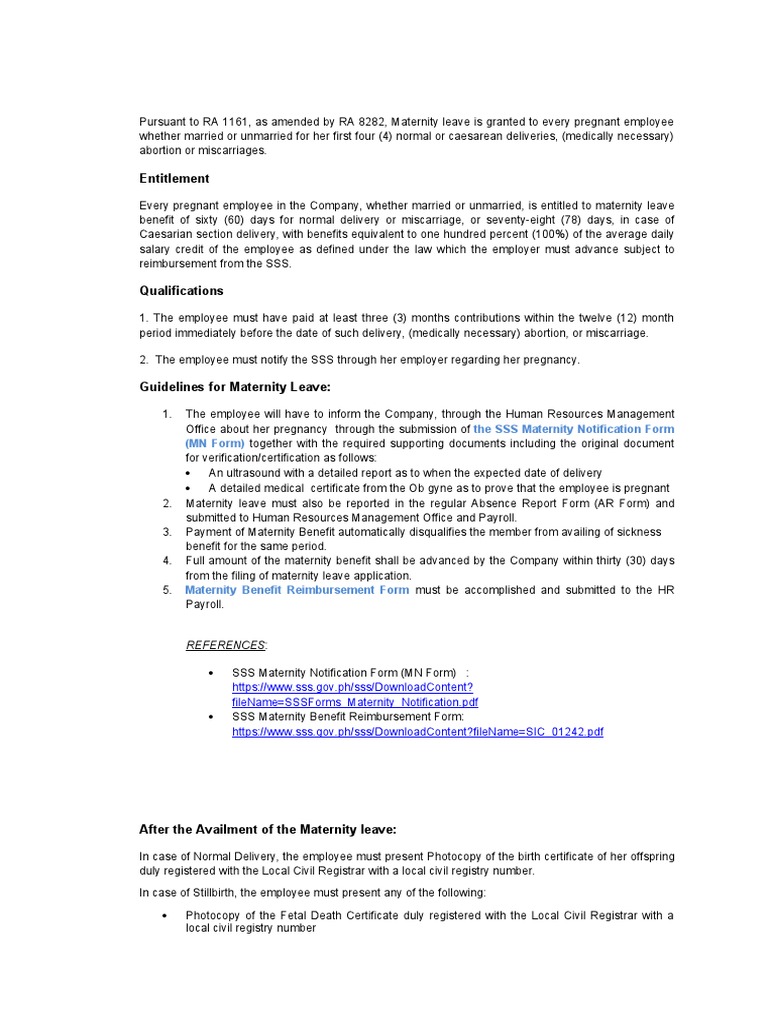 Entitlement: The SSS Maternity Notification Form (MN Form) | PDF ...