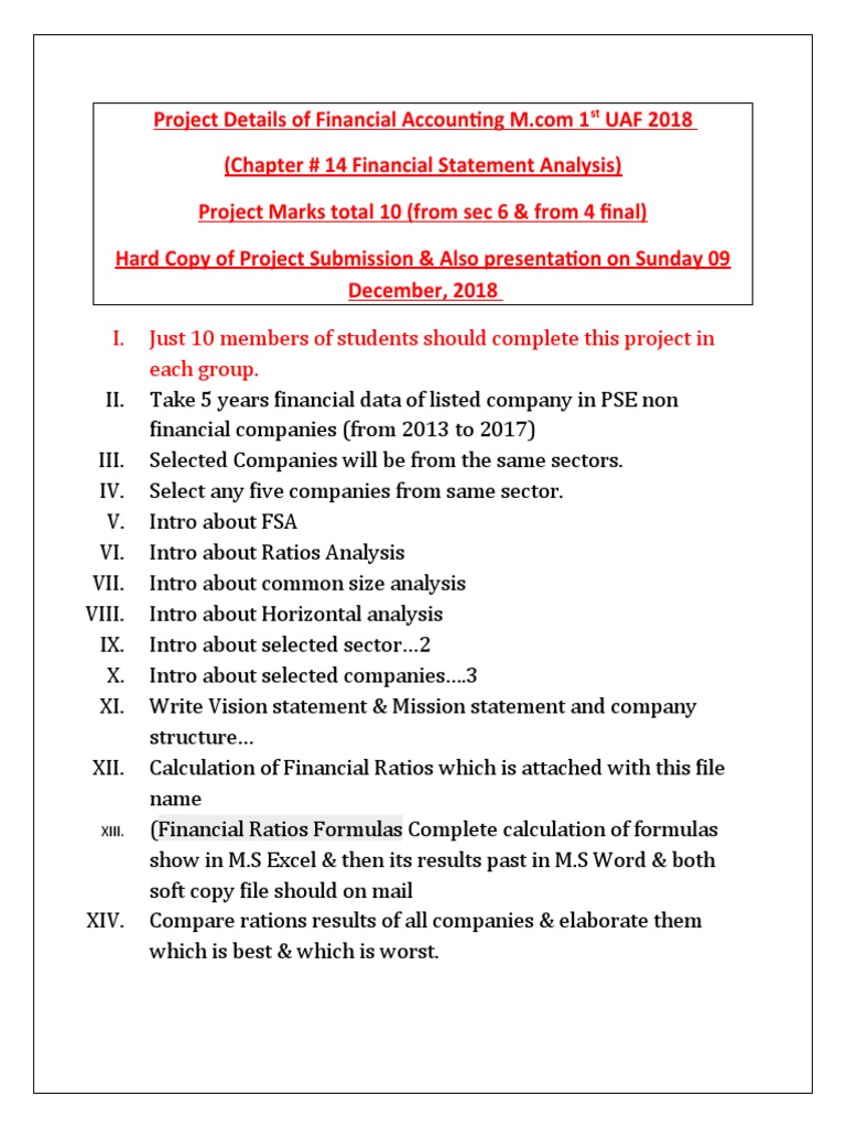 Project Details of FSA | PDF | Financial Ratio | Financial Statement ...
