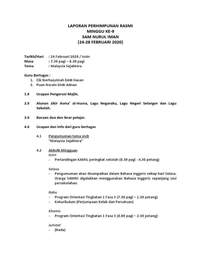 Laporan Perhimpunan Rasmi | PDF