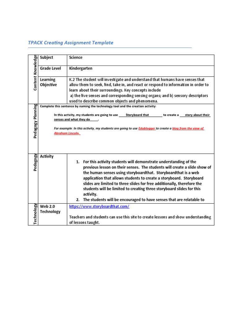 Tpack Template Creating Summer20 | PDF | Senses | Mobile App