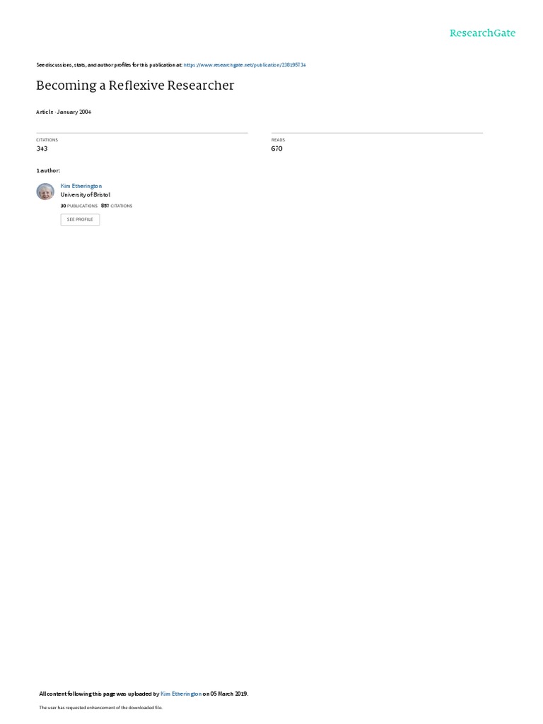 Becoming A Reflexive Researcher | PDF | Reflexivity (Social Theory ...