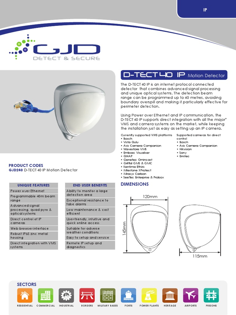 D-Tect 40 Ip Quad Pir Datasheet | PDF | Internet Protocols | Equipment