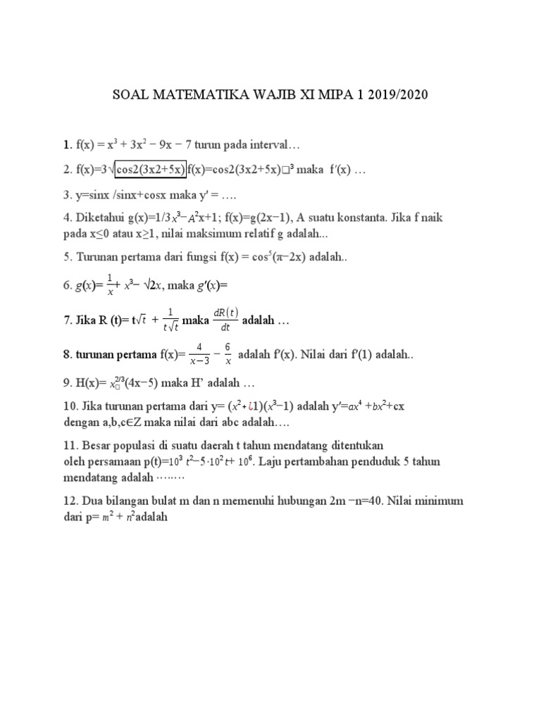 2472 - Soal Matematika Wajib | PDF