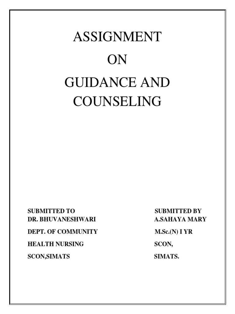 Assignment On Guidance and Counseling PDF | PDF | School Counselor ...