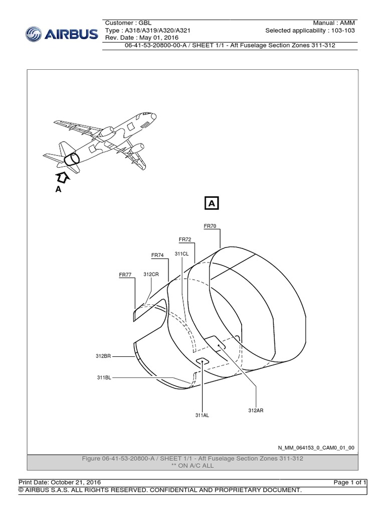 Figure 06-41-53-20800-A / SHEET 1/1 - Aft Fuselage Section Zones 311 ...