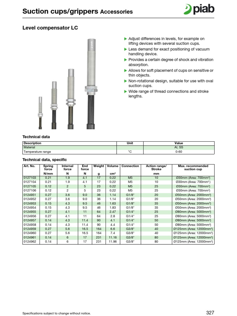Suction Cups/grippers: Level Compensator LC | PDF | Applied And ...