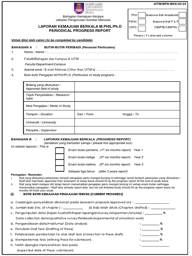 3 23 Borang Progress Report Pdf Pdf