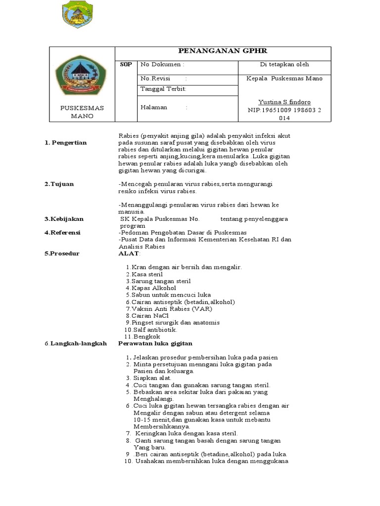 Sop Penanganan Rabies | PDF