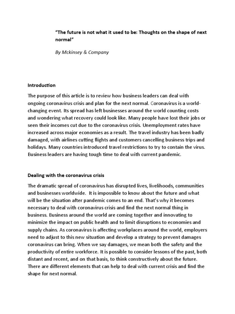 By Mckinsey & Company: "The Future Is Not What It Used To Be: Thoughts ...