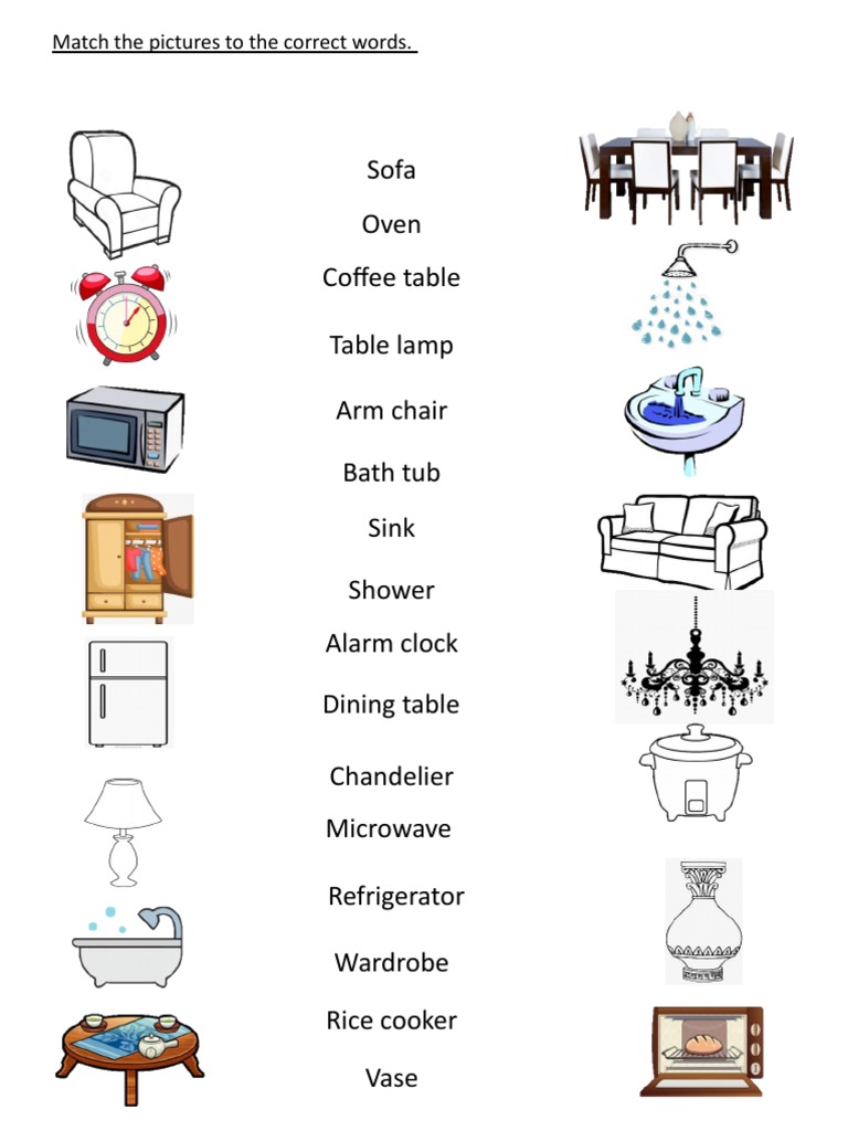 My New House Vocabs (Match Pics With Words) | PDF