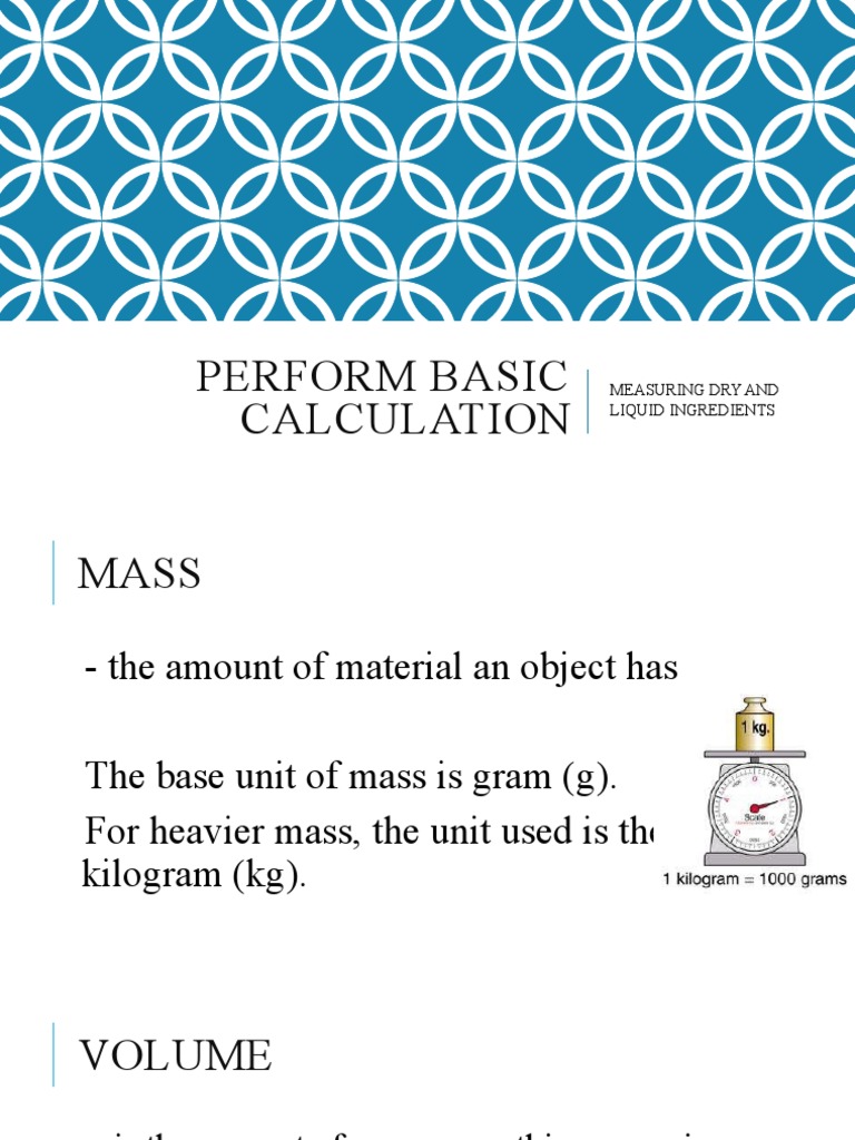 Perform Basic Calculation: Measuring Dry and Liquid Ingredients | PDF