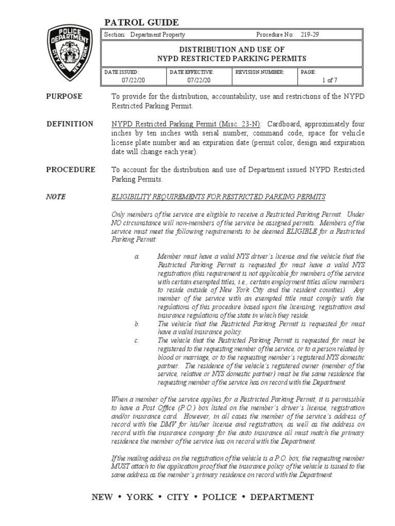 NYPD Patrol Guide 219-29 | PDF | Department Of Motor Vehicles | Driver ...