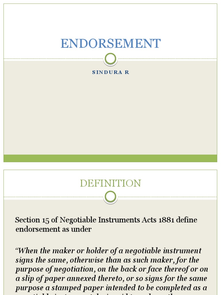 ENDORSEMENT | PDF | Business Law | Government Information
