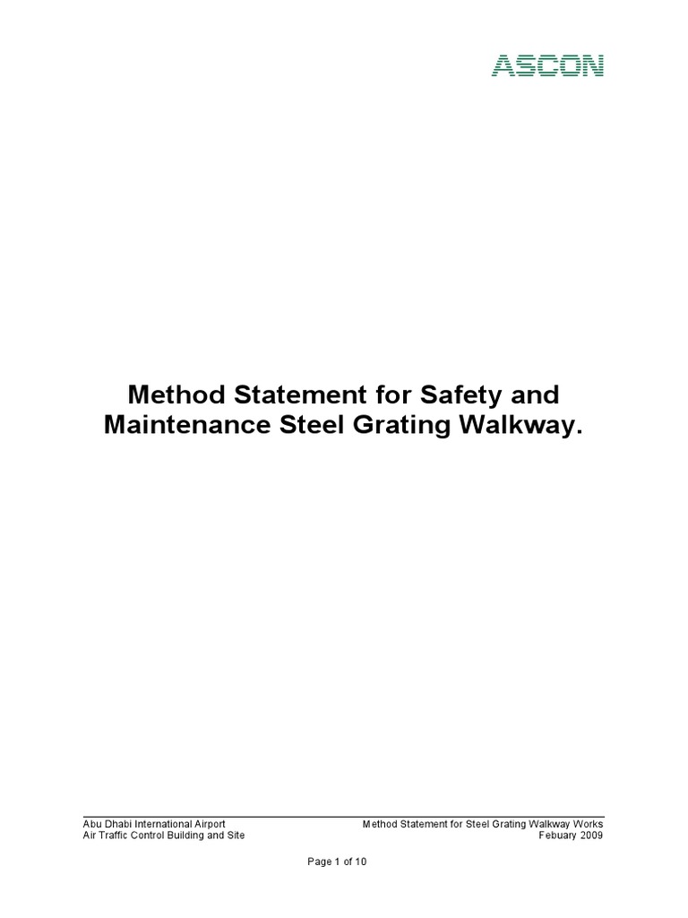 Method Statement For Safety and Maintenance Steel Grating Walkway | PDF ...