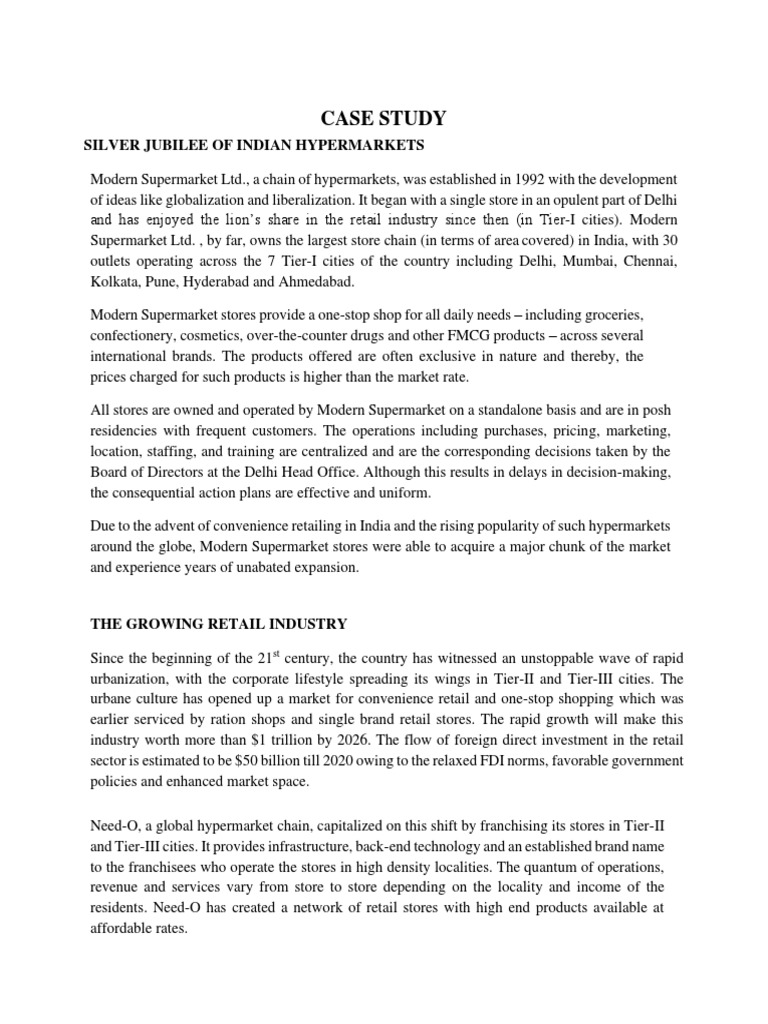 Pdf Of Case Study For Kaizen Pdf Supermarket Retail