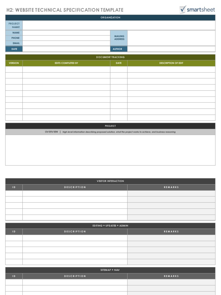 IC Website Technical Specification Template PDF | PDF