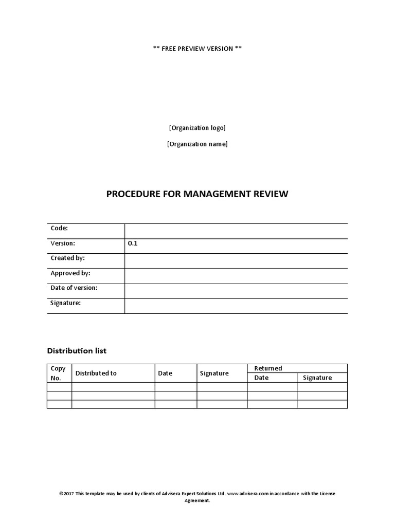 Procedure For Management Review: Free Preview Version | PDF ...